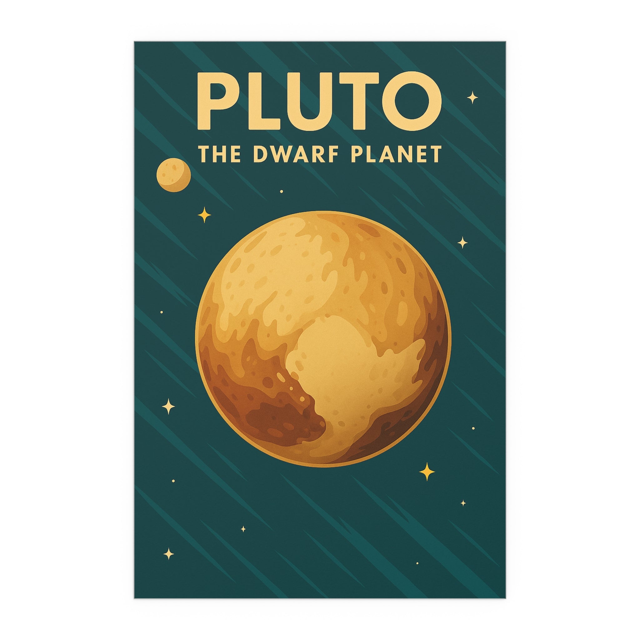 Pluto Retro Dwarf Planet Poster - Vintage Style Space Wall Art Print ...